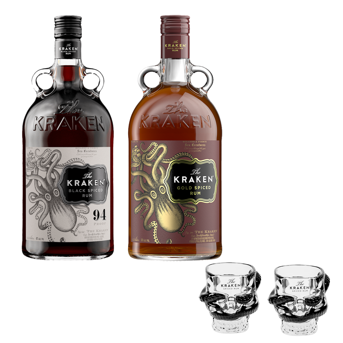 Kraken Spiced Rum + 2 Skull Glasses Bundle – Kraken Rum